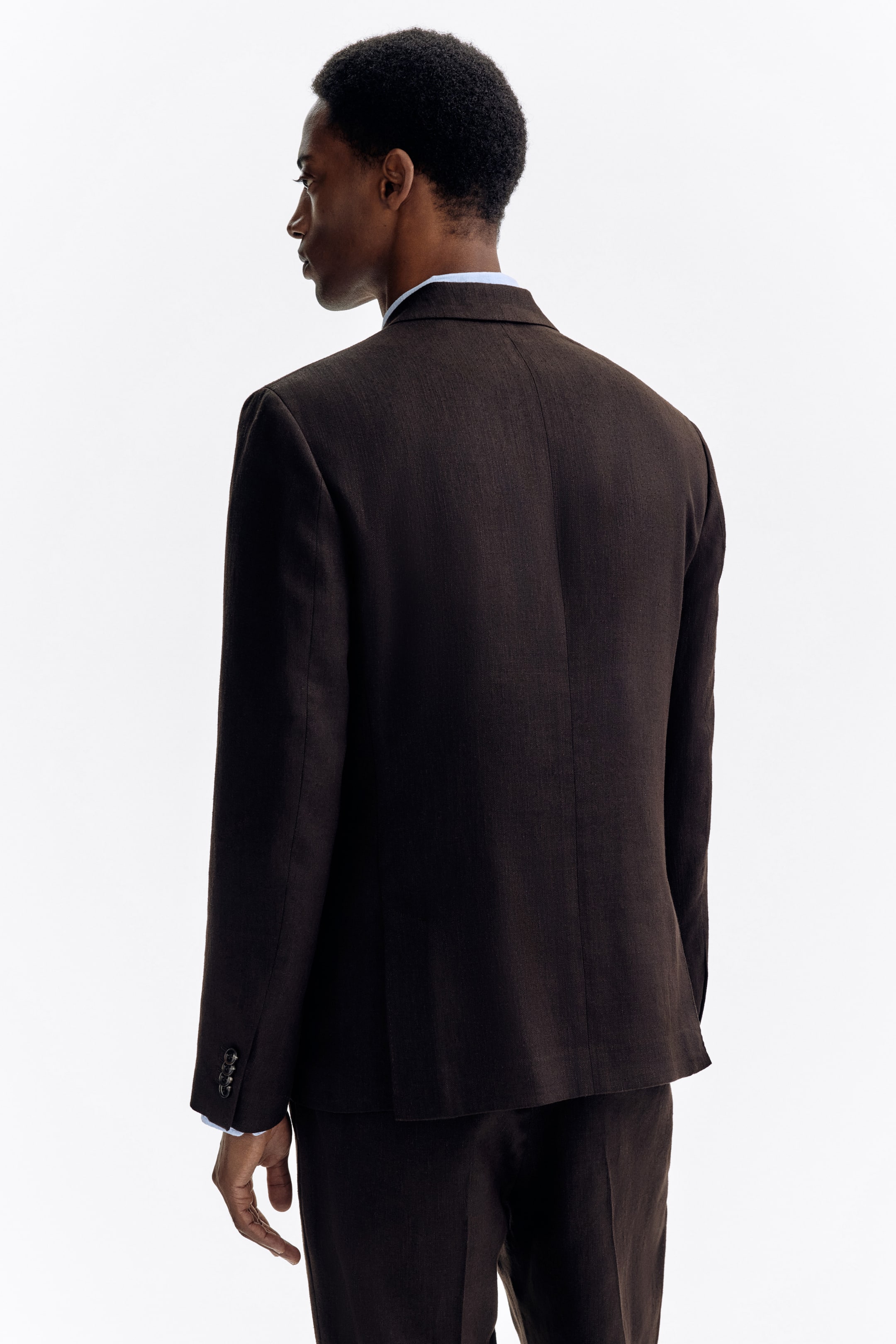 Men’s Dark brown Regular-Fit Linen-Blend Jacket | H&M US