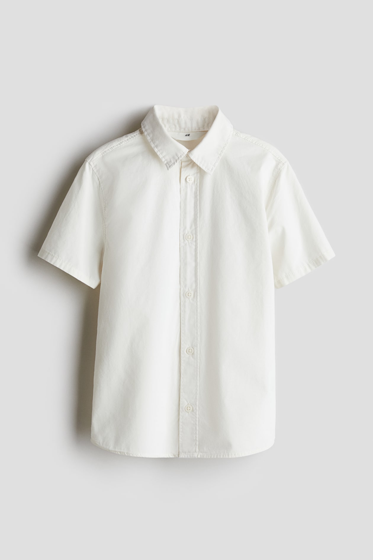 White Short-Sleeved Cotton Shirt for kids | H&M US