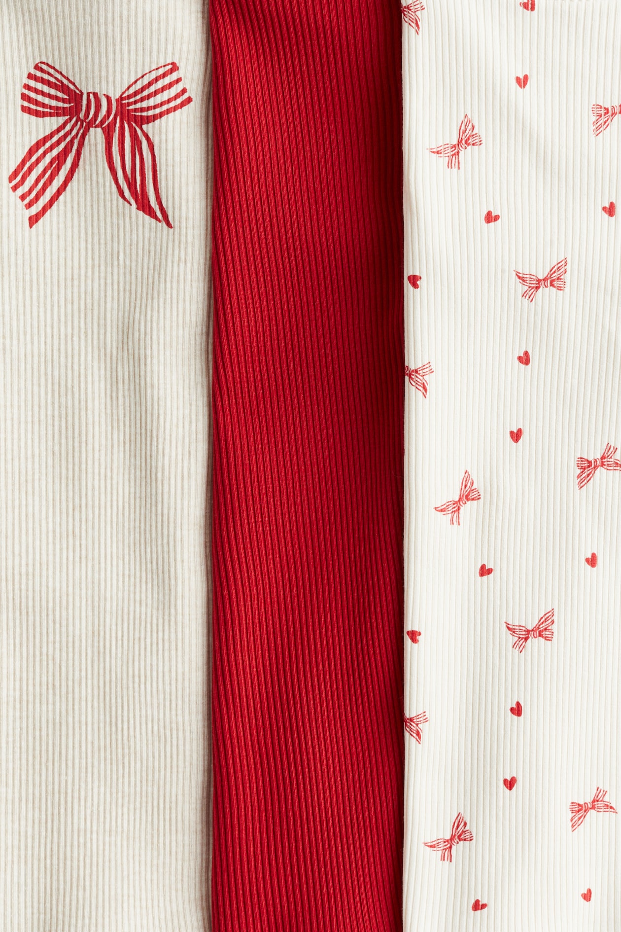 Cream/bows 3-pack Ruffle-Trimmed Jersey Tops for kids | H&M CA