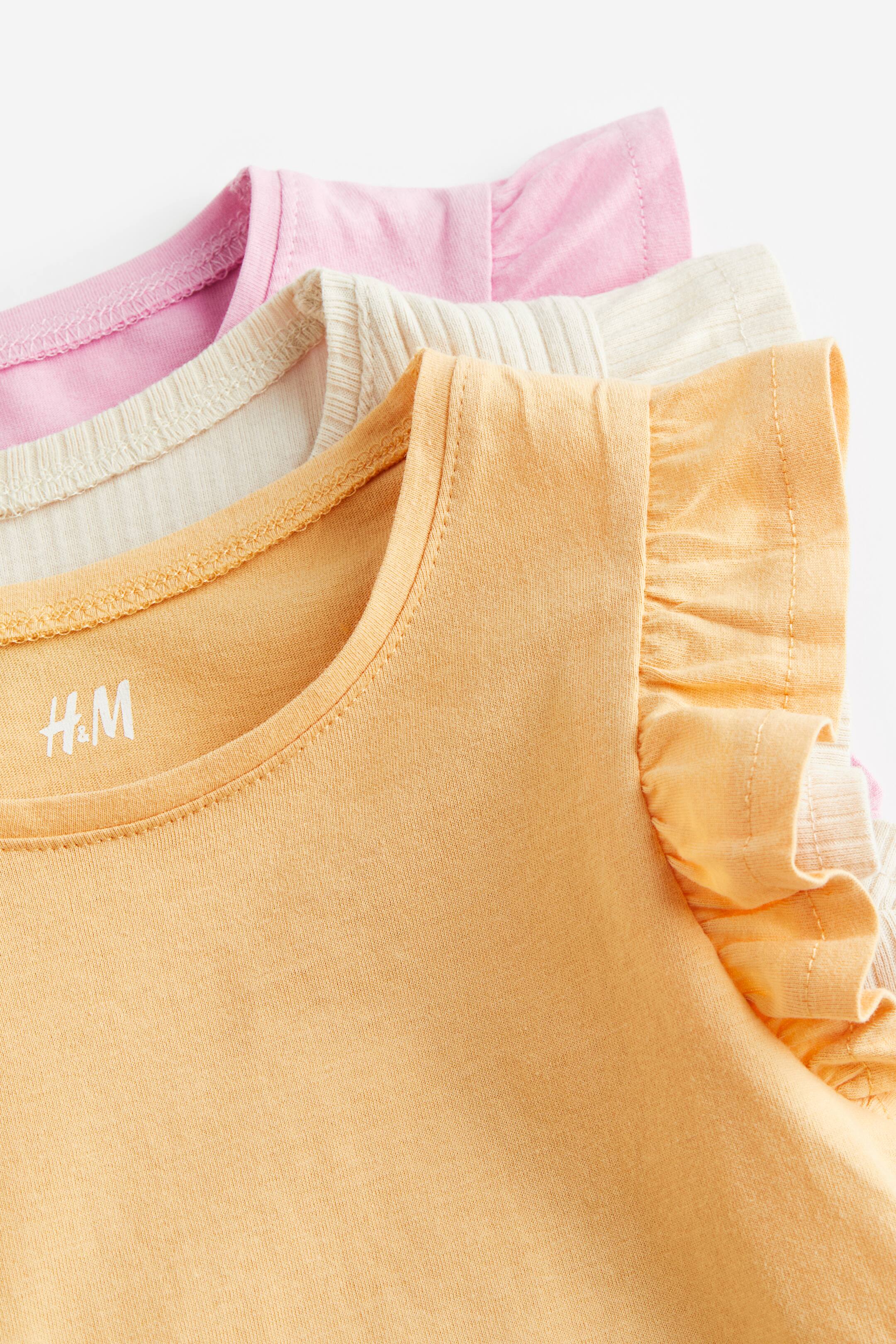 3-pack Flutter-sleeved Tops - Light pink/light orange - Kids | H&M US