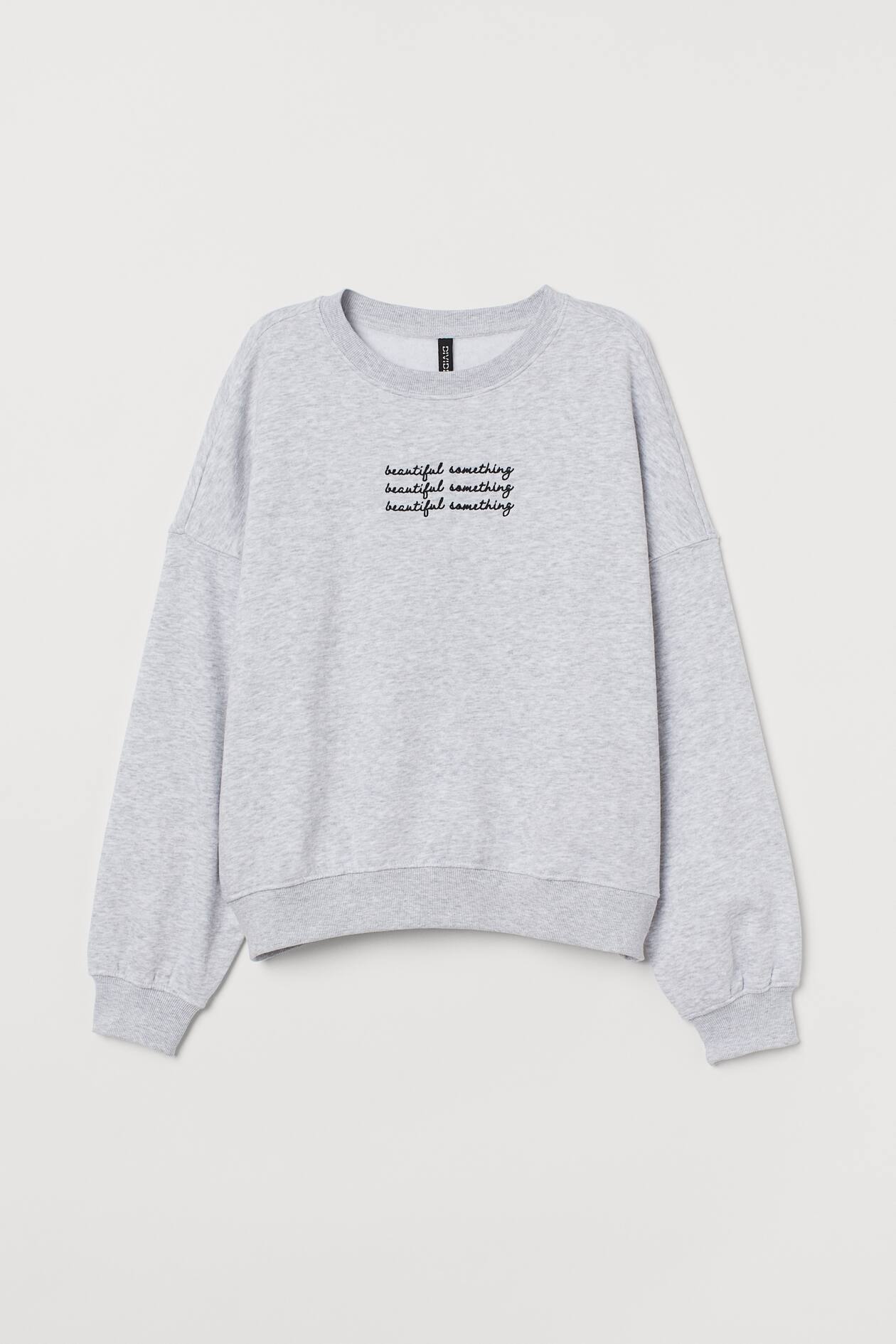 Boxy sweatshirt - Light grey marl/Beautiful - Ladies | H&M GB