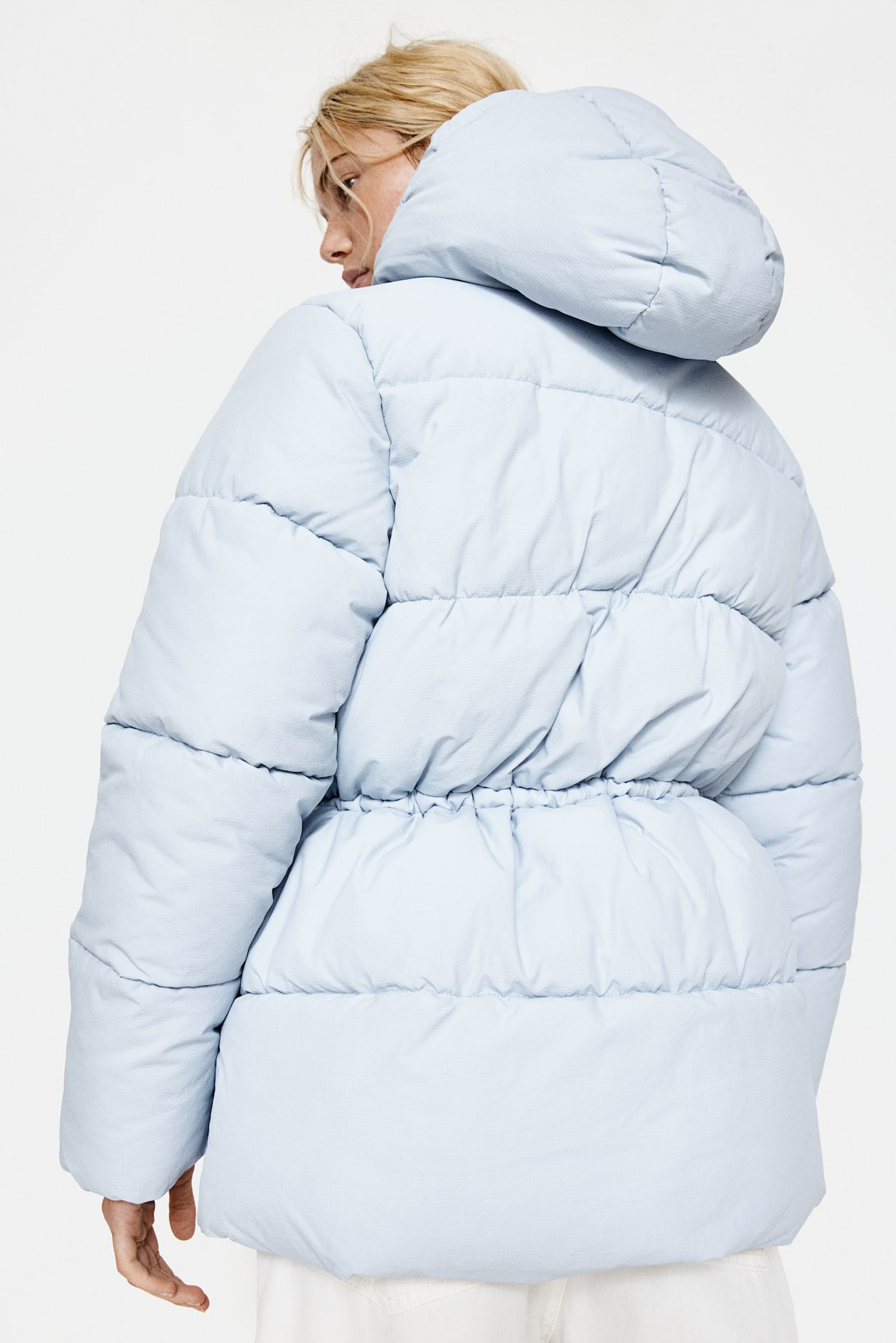 Oversized Drawstring-Waist Puffer Jacket - Light blue - Ladies | H&M US