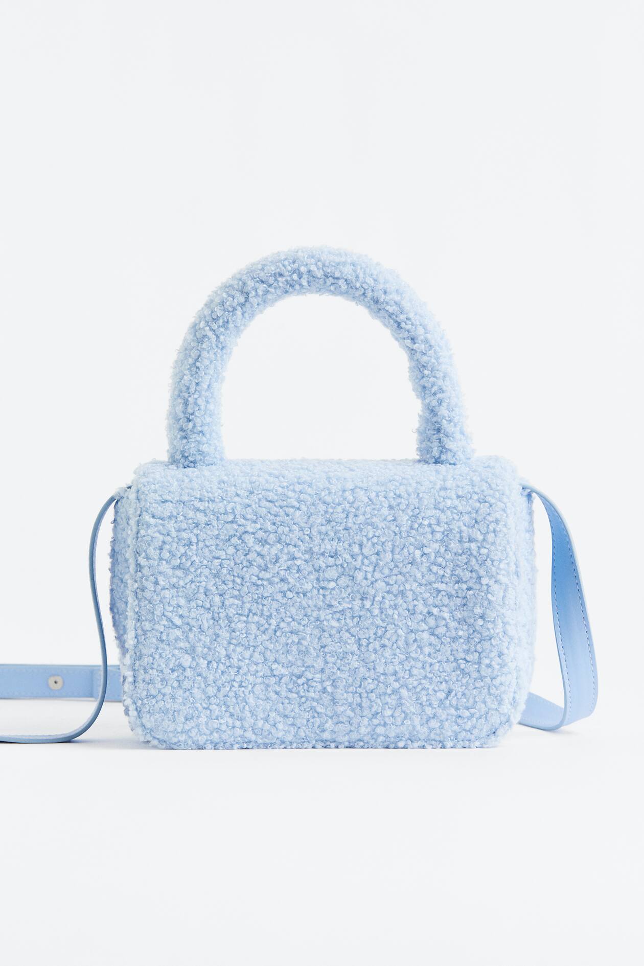 Túi mini vải teddy - Màu xanh dương nhạt - Ladies | H&M VN