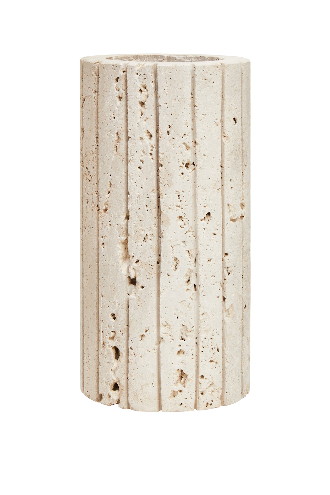 Natural Tibor Travertine Ribbed Vase at H&M Home | H&M GB