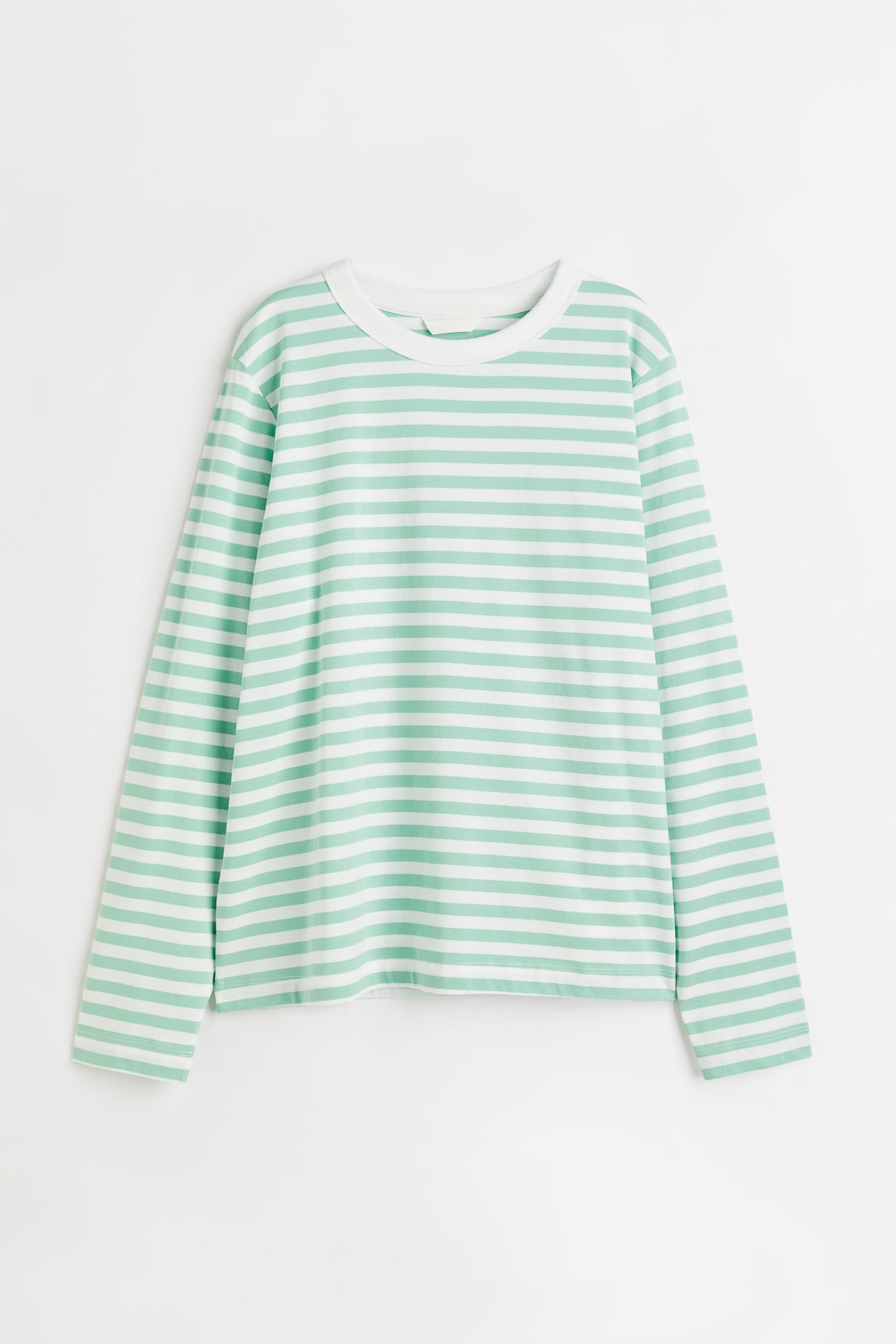 H&M+ Camiseta en punto de algodón - Cuello redondo - Manga larga ...