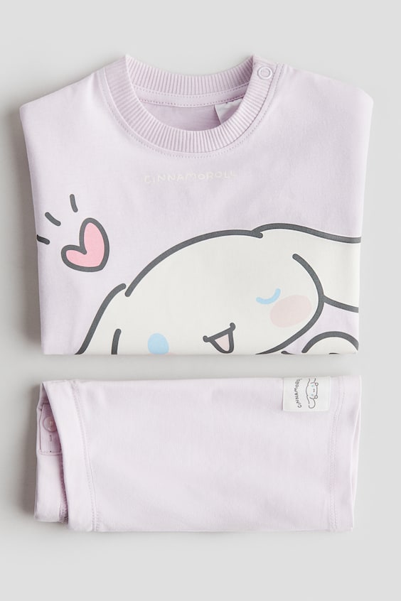 Light purple/Cinnamoroll 2-Piece Printed Cotton Set for kids | H&M US