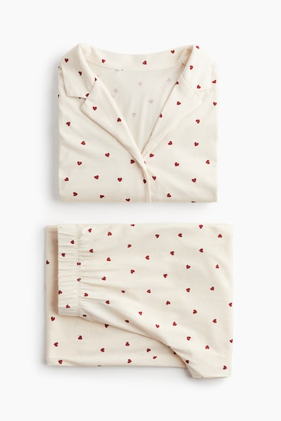 Pyjama en jersey à motif - Crème/cœurs - FEMME | H&M FR
