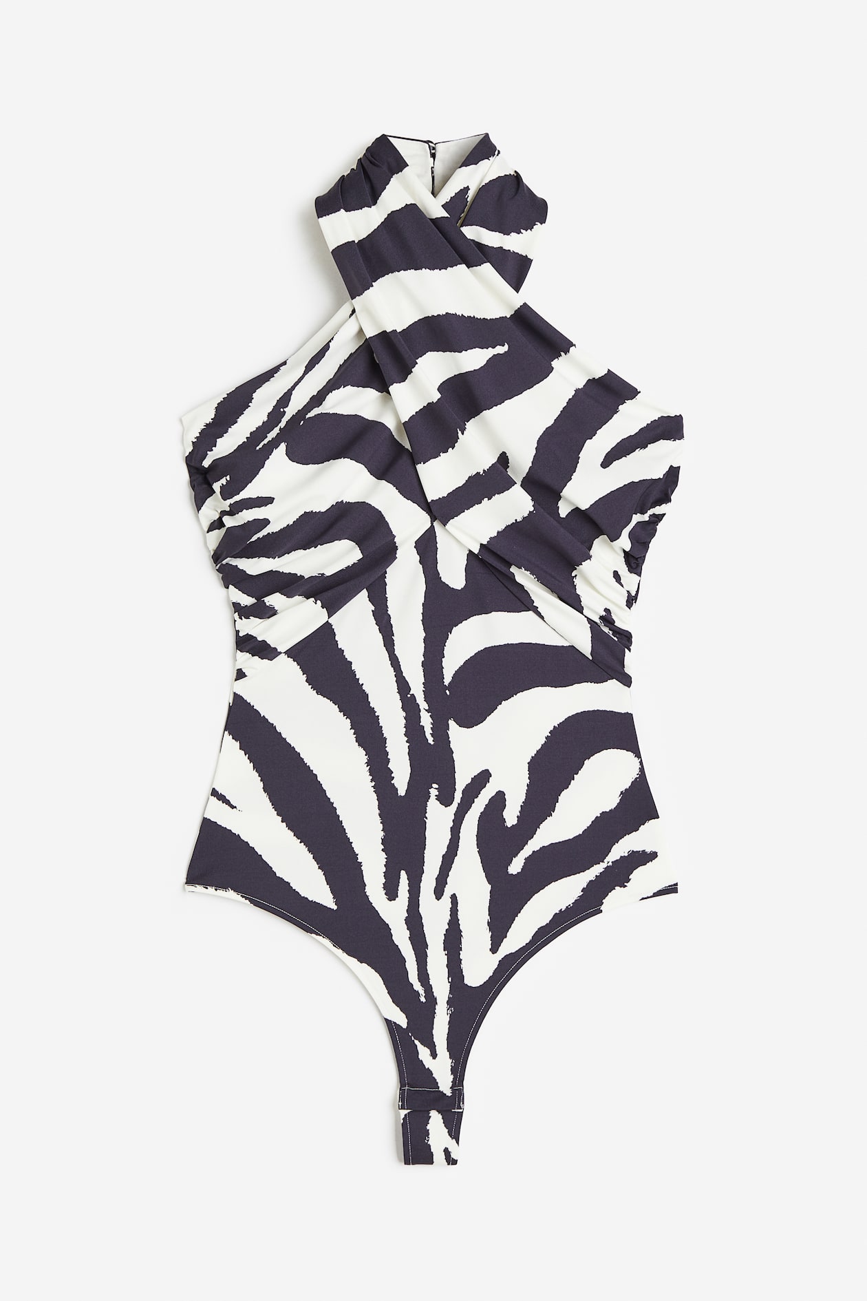 Women's Dark grey/Zebra print Halterneck thong body | H&M GB