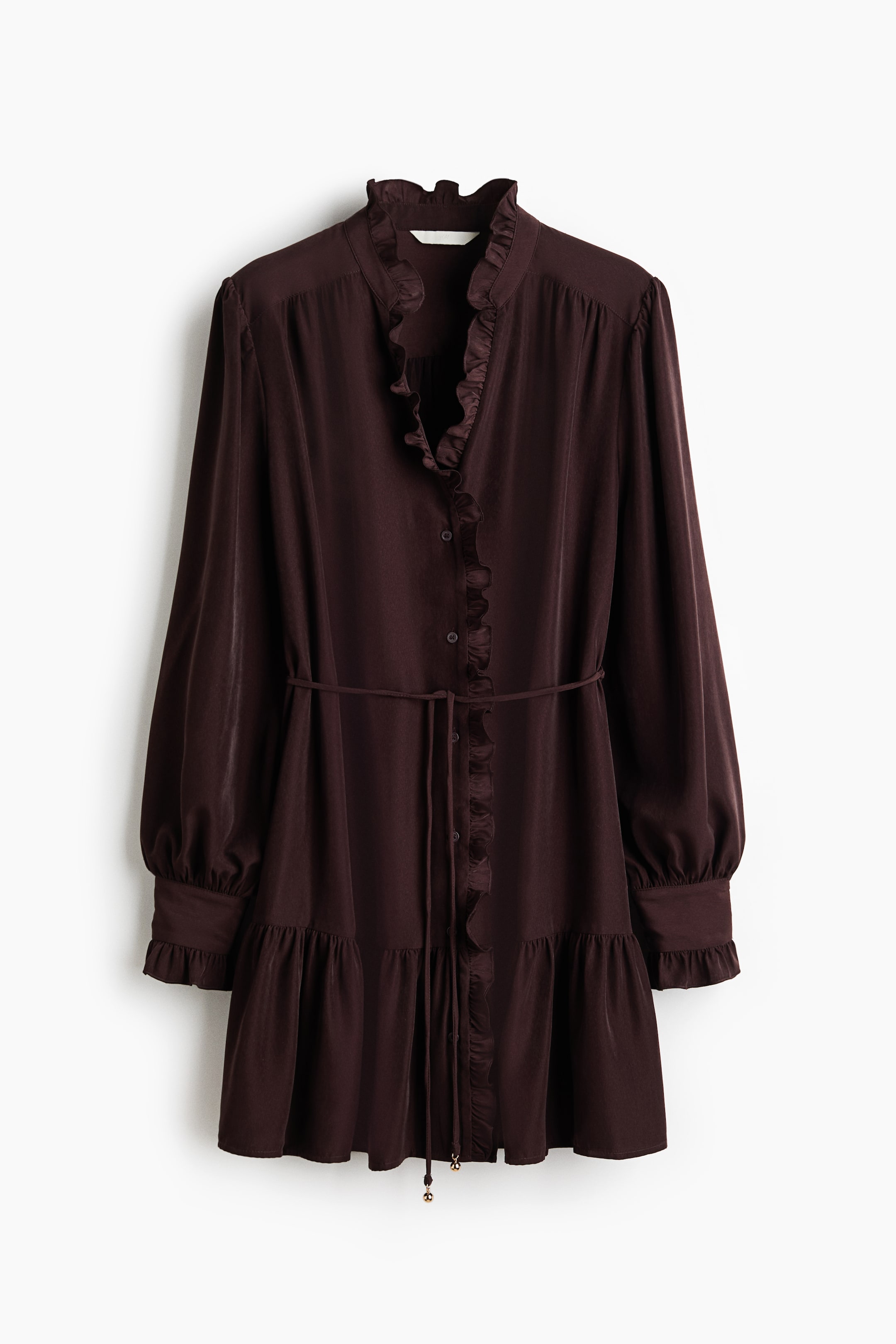 Women's Dark brown Ruffle-Trimmed Dress | H&M CA