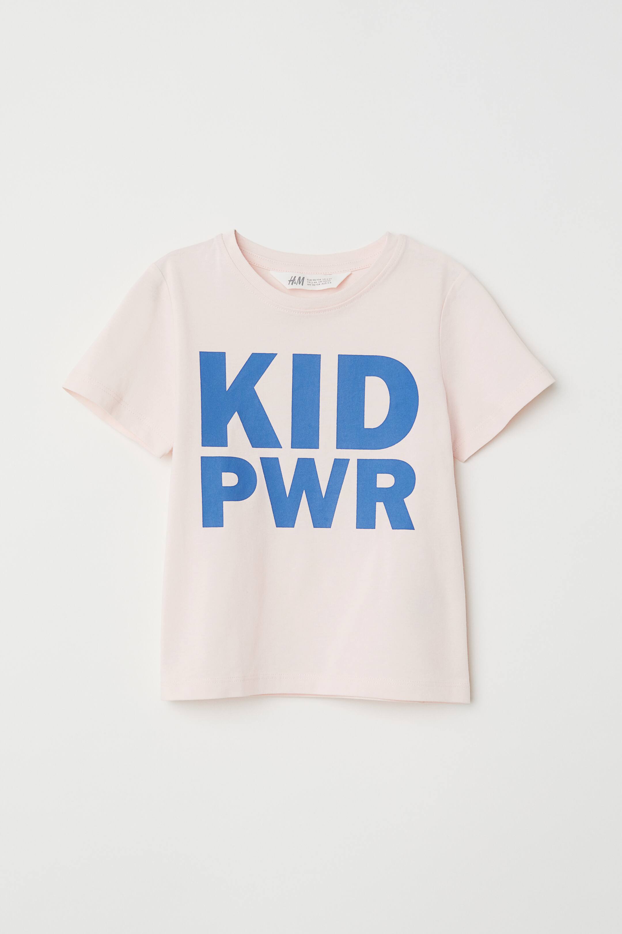 프린트 티셔츠 - 라이트 핑크/Kid Pwr - Kids | H&M KR