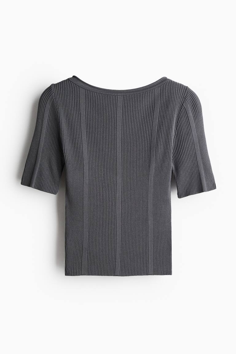 Women's Dark gray Rib-knit Low-back Top | H&M US