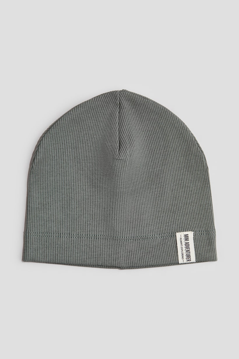 Dark sage green Ribbed Beanie for kids | H&M US