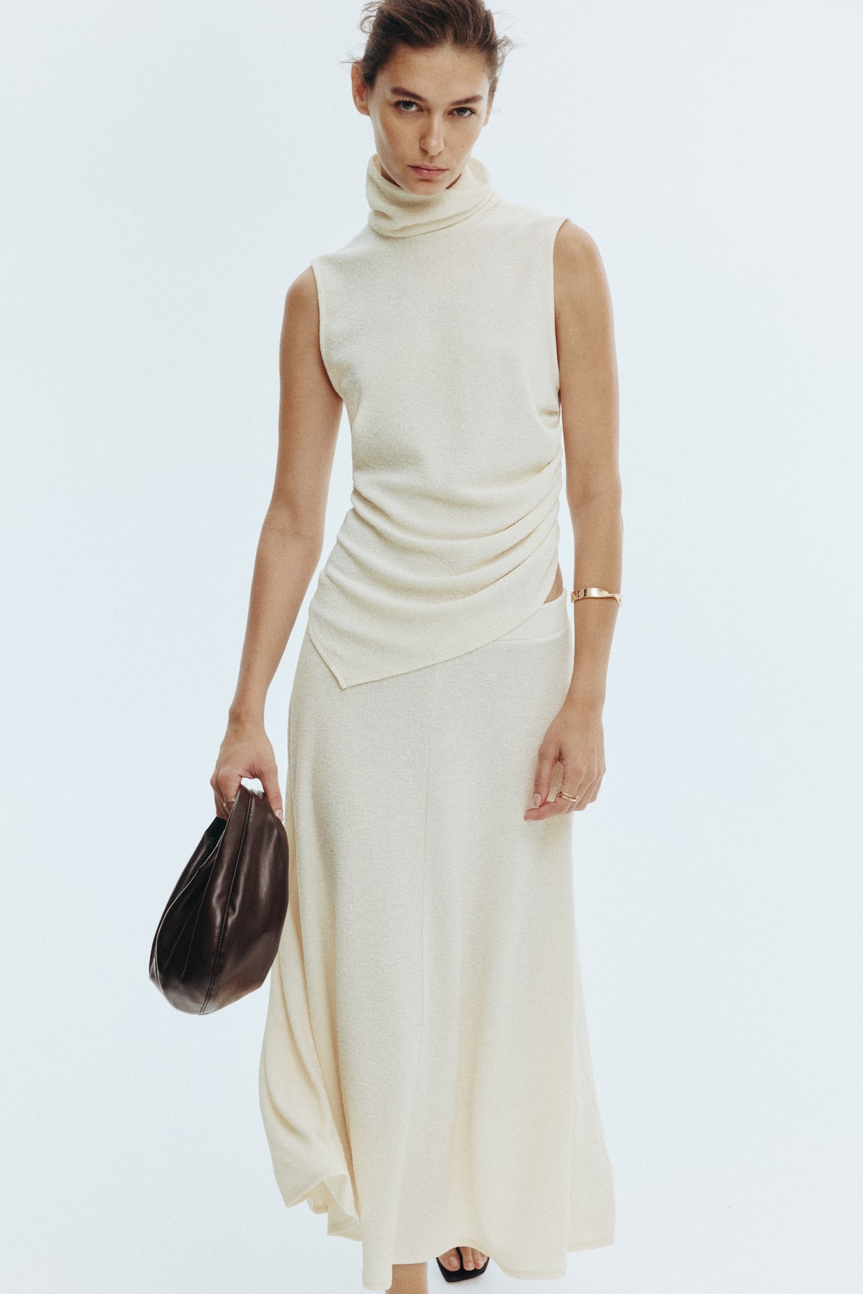 Draped Turtleneck Top - Cream - Ladies | H&M PH