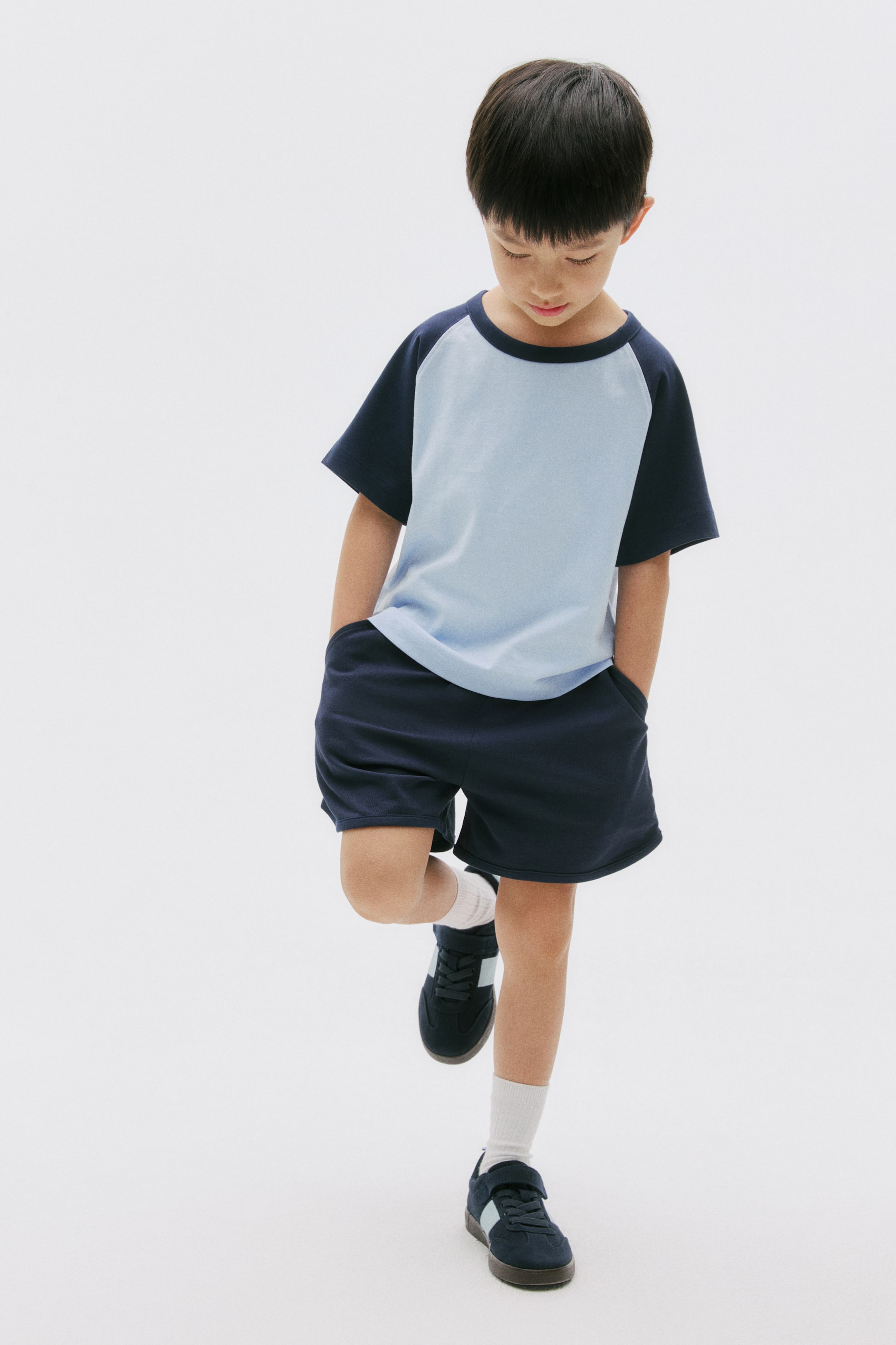 Light blue/navy blue COOLMAX® T-Shirt for kids | H&M US