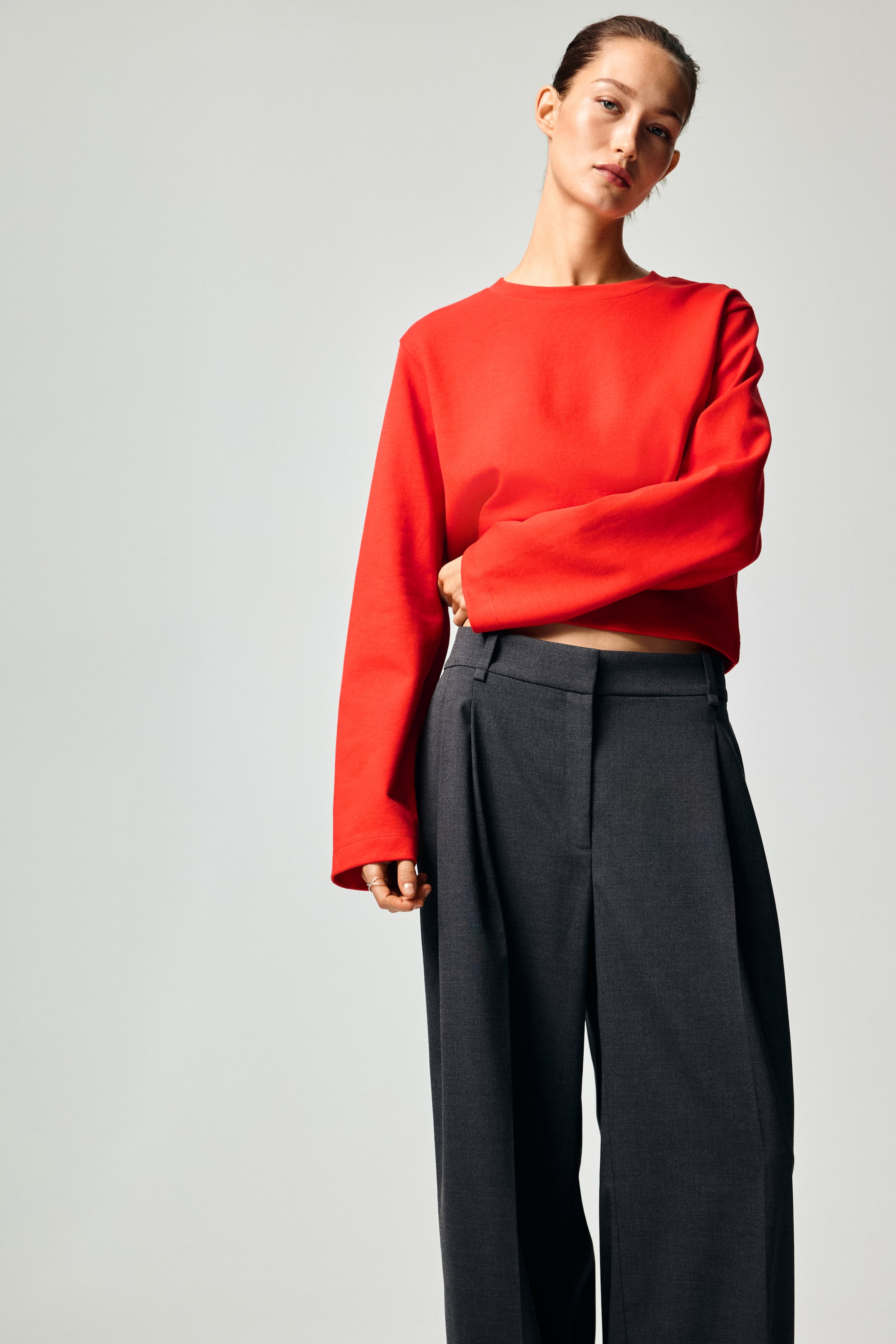 Women's Bright red Short Interlock Top | H&M CA