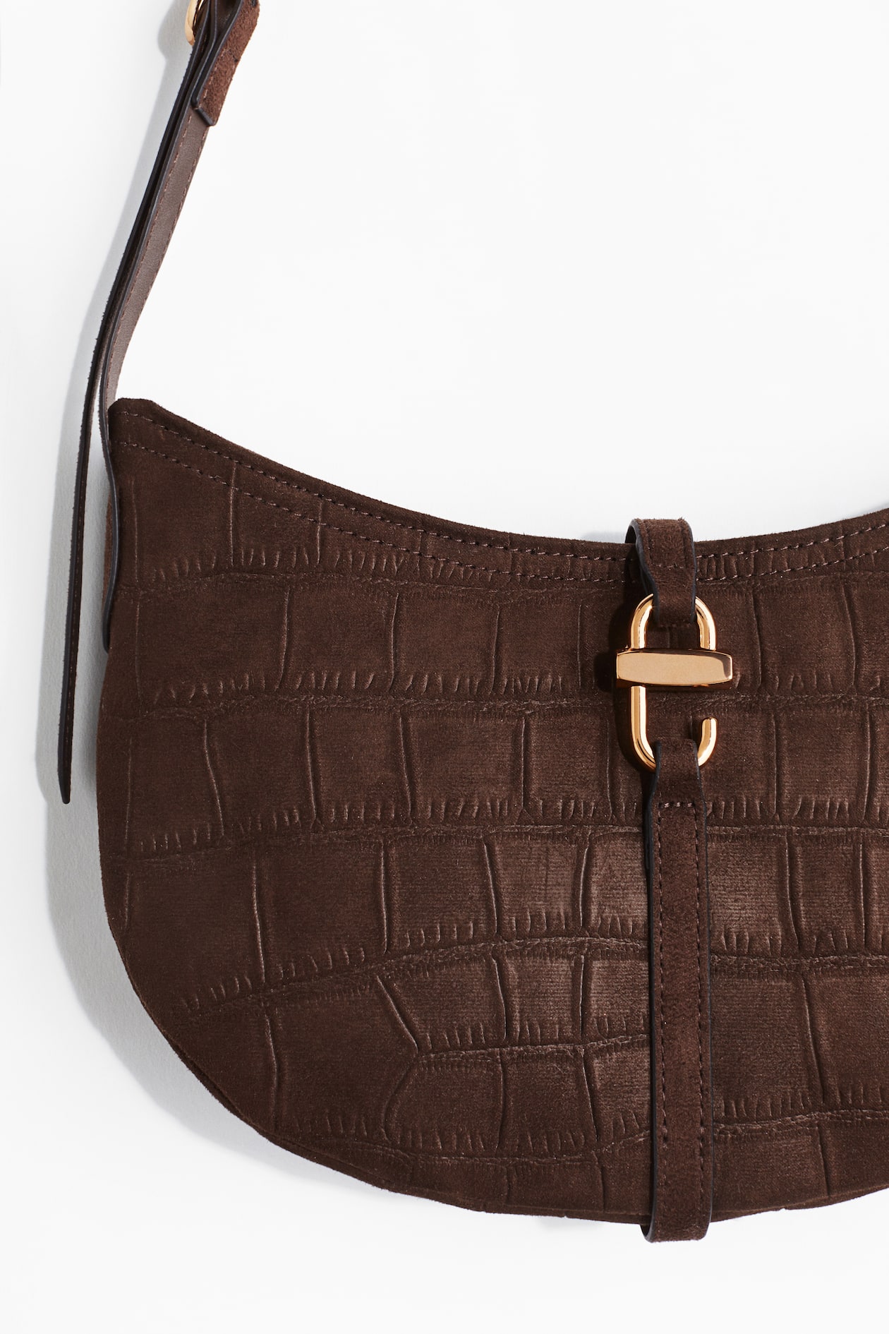 Shoulder Bag - Dark brown/crocodile pattern - Ladies | H&M US