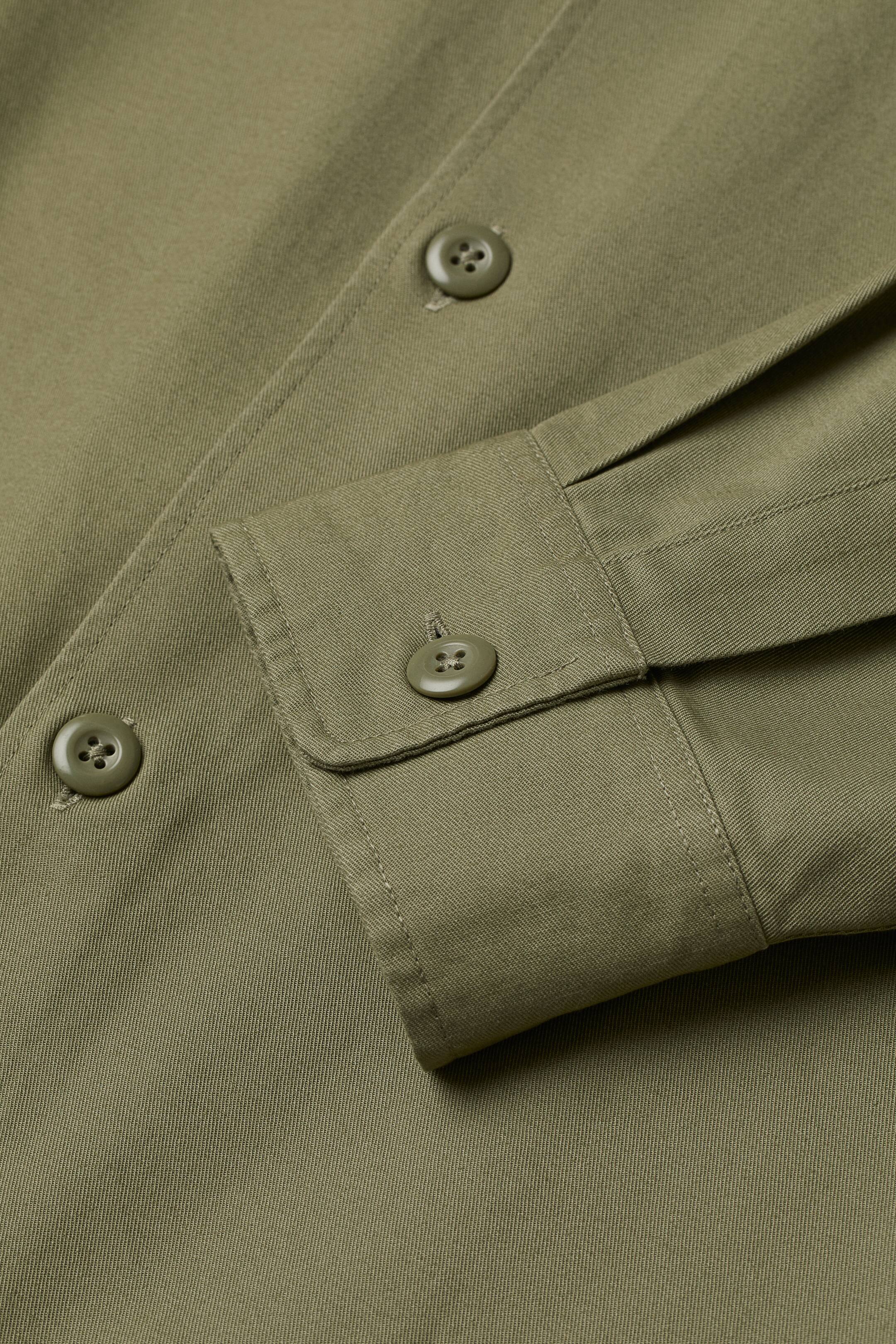 Relaxed Fit Shacket - Khaki green - Men | H&M GB