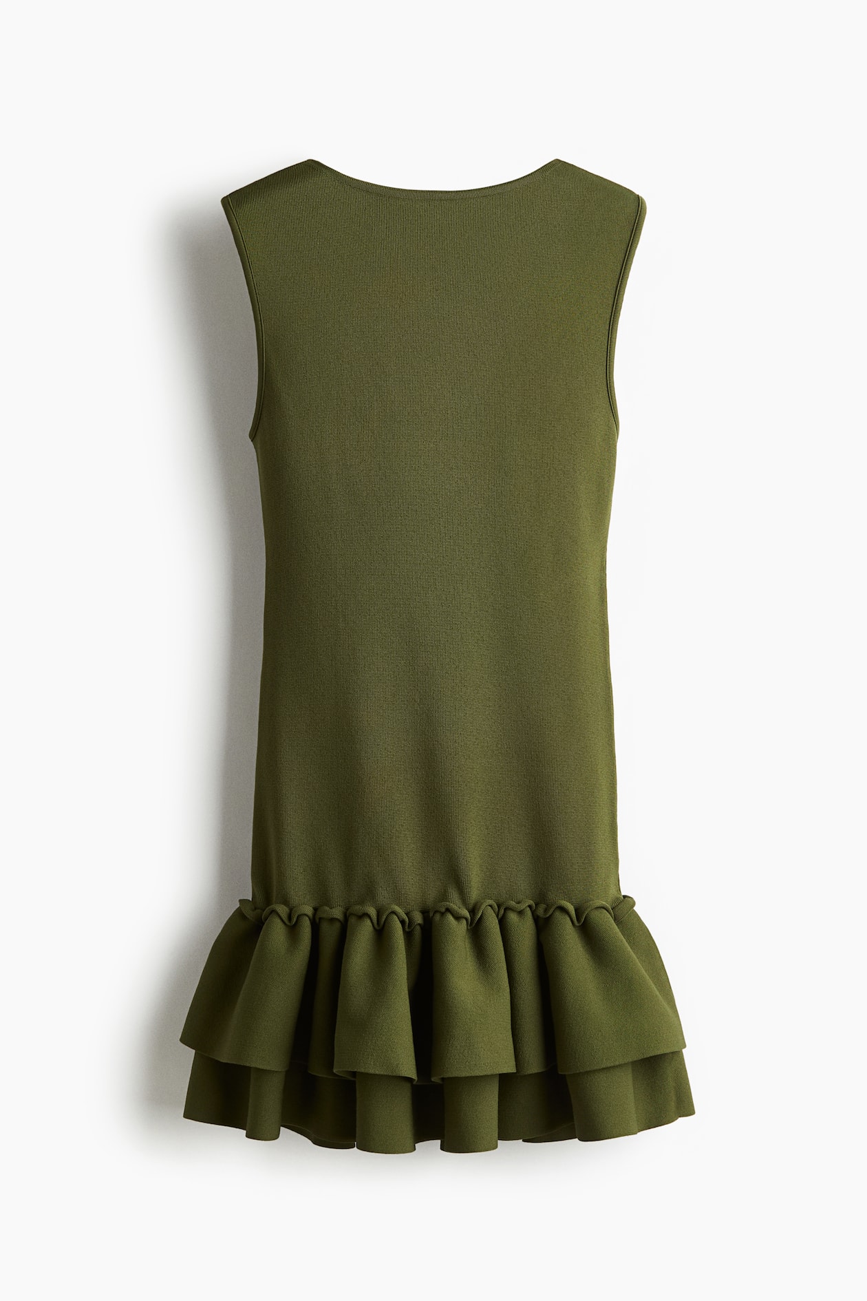 Ruffle-Hem Knit Dress - Dark green - Ladies | H&M US