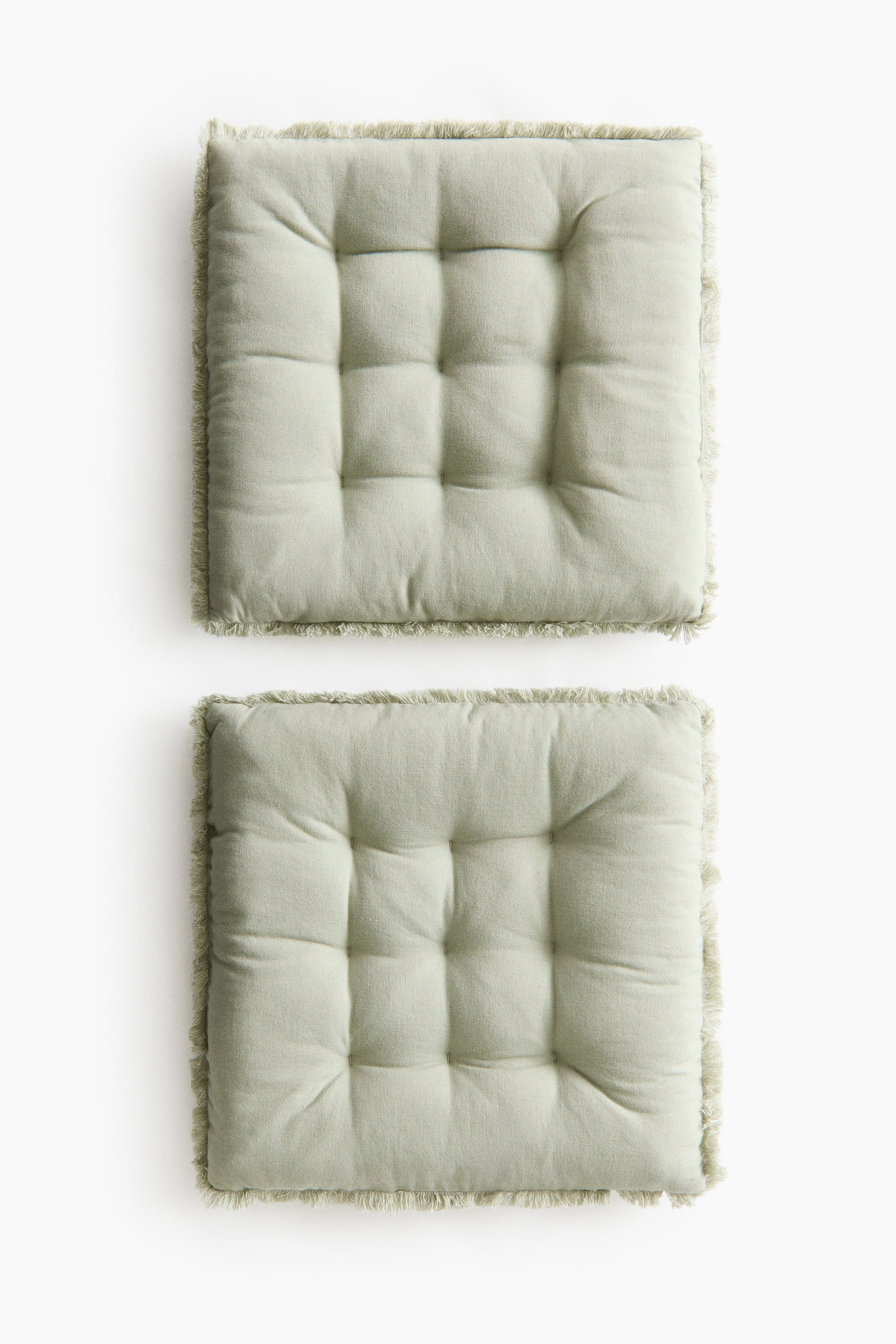 Light khaki green 2-Pack Linen-Blend Seat Cushions at H&M Home | H&M US