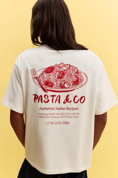 Loose Fit Printed T-shirt - White/Pasta - Men | H&M US