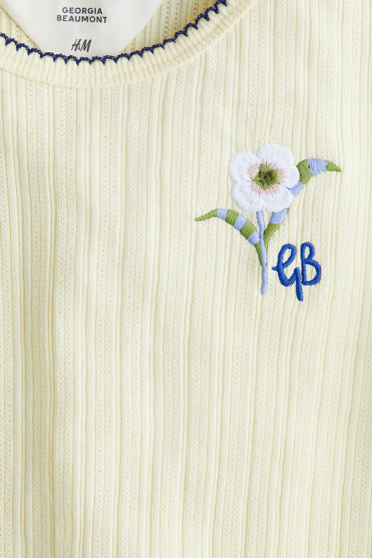 Light yellow/flower Pointelle Jersey Top for kids | H&M CA