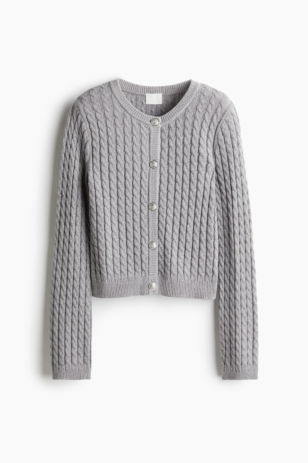 Women's Light gray melange Cable-Knit Cardigan | H&M CA