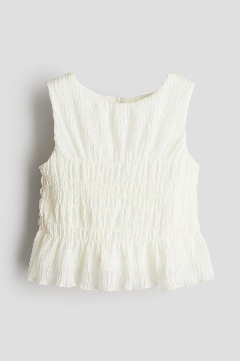Cream Smocked Peplum Top for kids | H&M CA