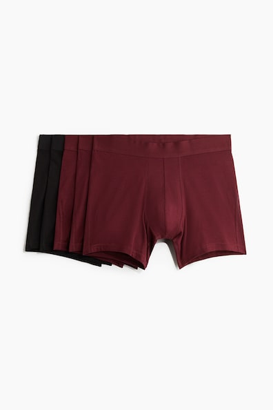Men’s Dark red/black 5-pack Mid-Length Boxer Briefs with Lycra® | H&M CA