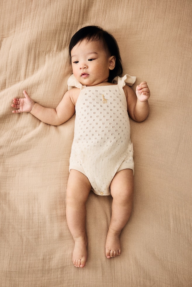 Pointelle-Knit Romper Suit - Cream - Kids | H&M US