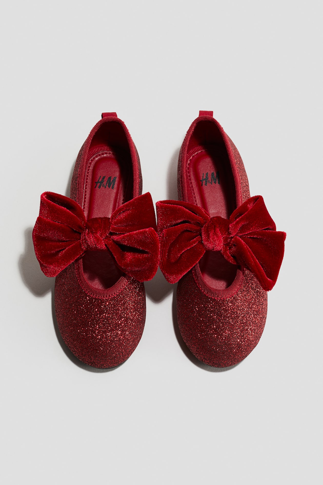 Red/glittery Bow-Detail Ballet Flats for kids | H&M CA