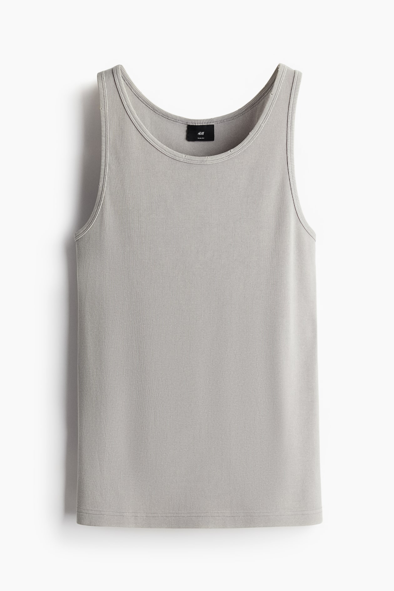 Playera acanalada Slim Fit sin mangas - Gris - Men | H&M MX