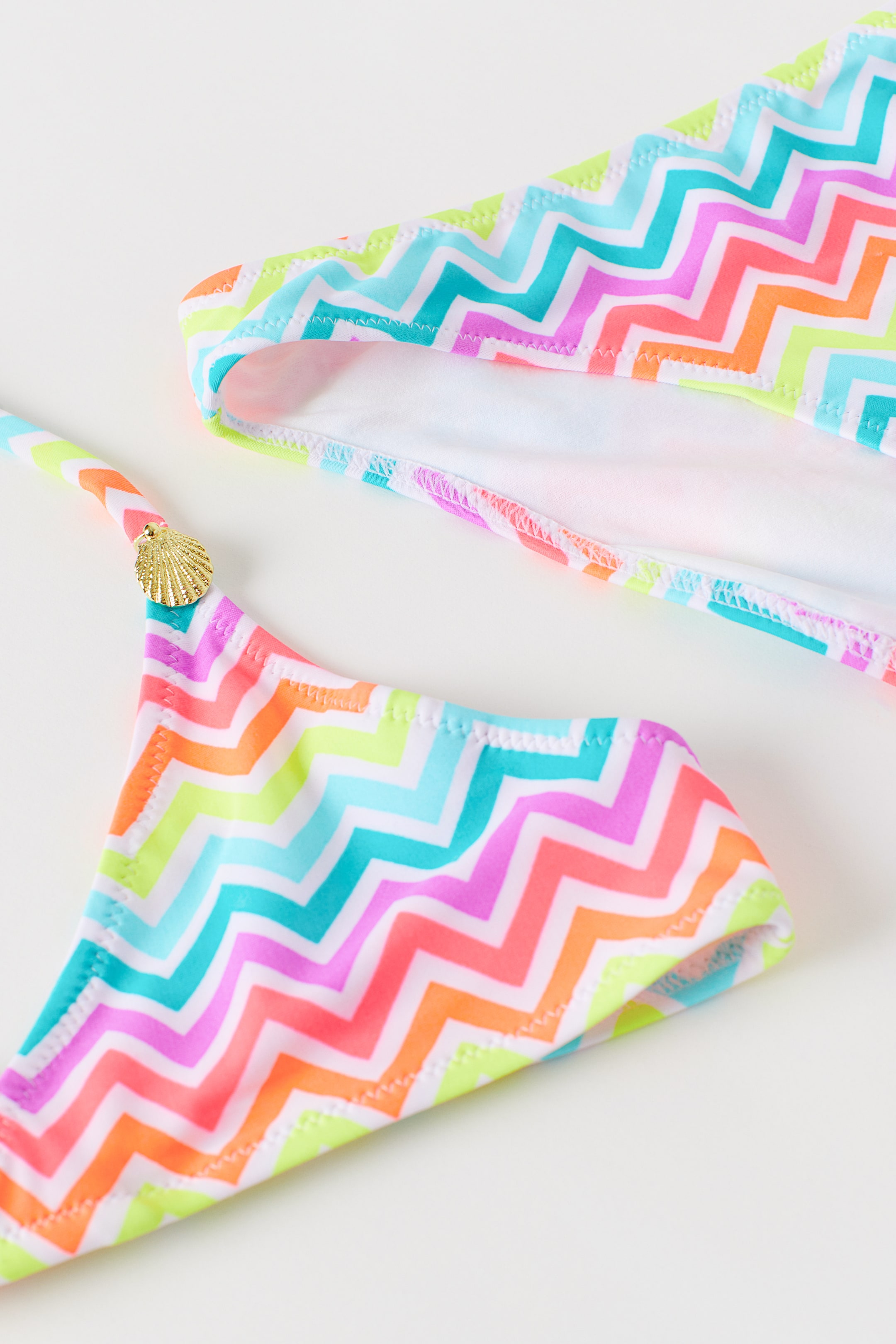 Triangle bikini - Neon pink/Zigzag pattern - Kids | H&M