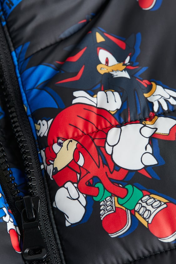 Printed Puffer Vest - Black/Sonic the Hedgehog - Kids | H&M US