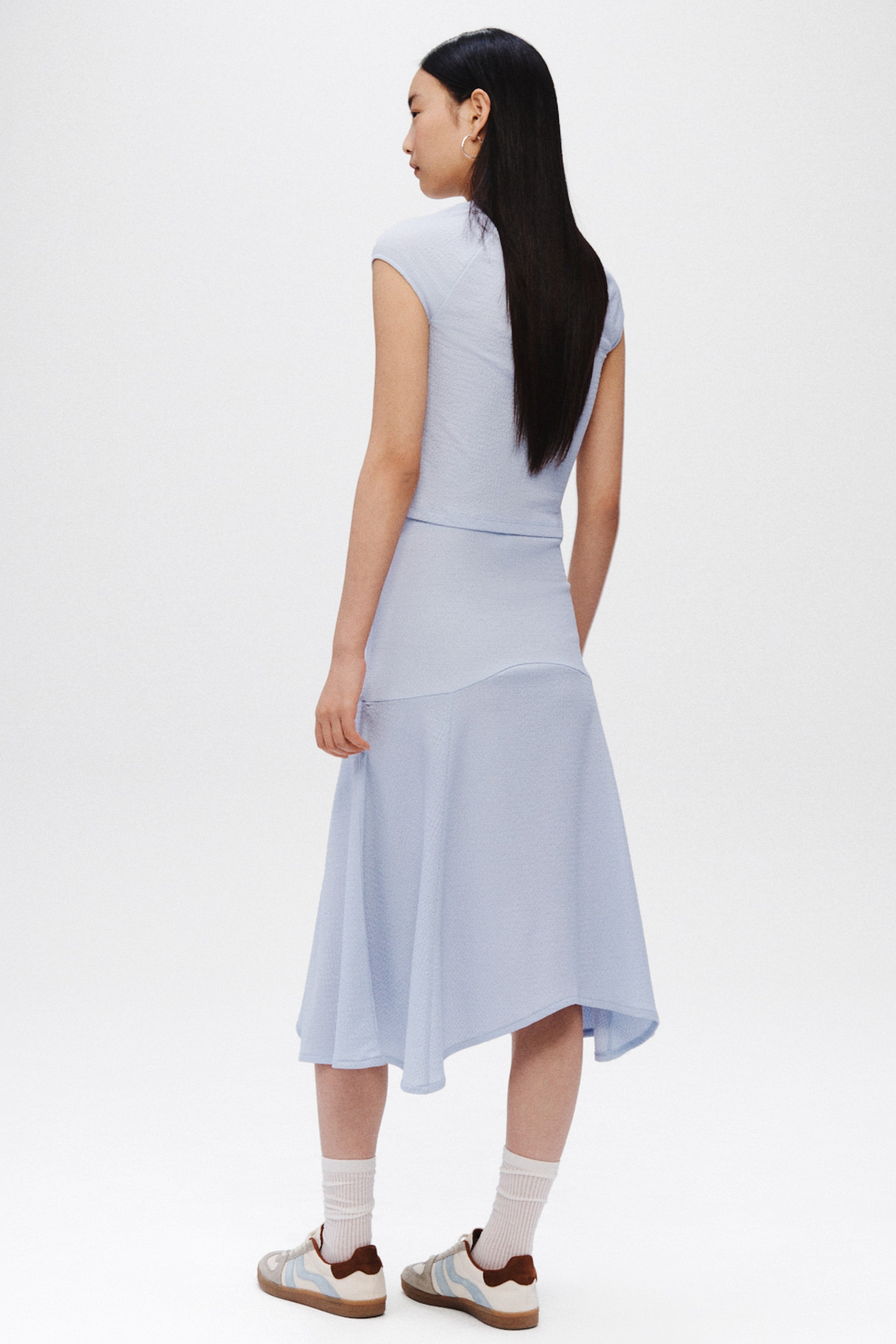 Chân váy jersey vân nổi - Màu xanh dương nhạt - Ladies | H&M VN