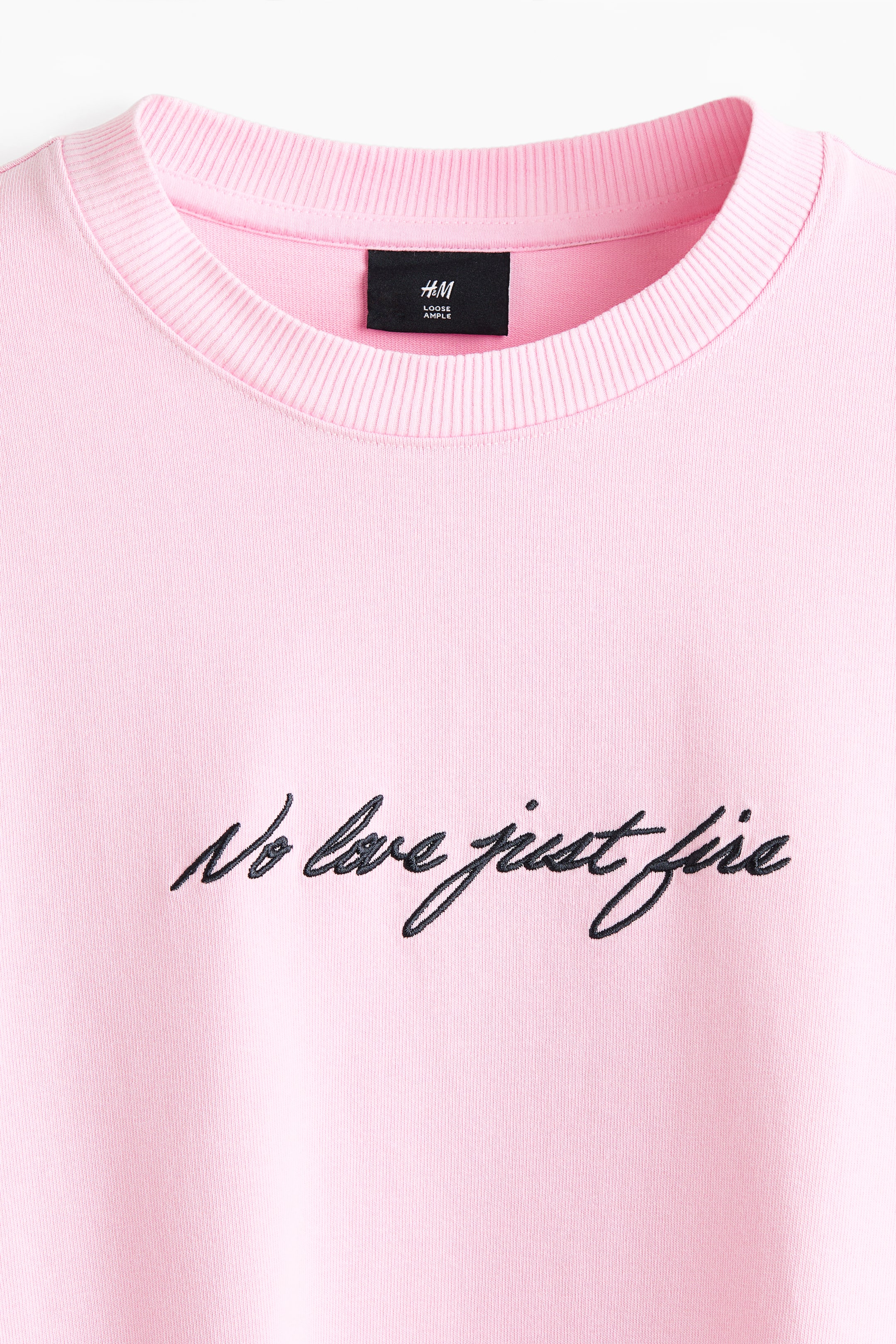 Men’s Pink/No Love Just Fire Loose-Fit Long-Sleeved T-Shirt | H&M CA