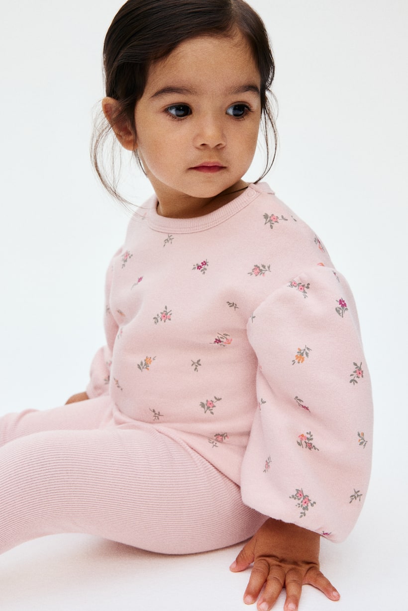 Light pink/floral 2-Piece Printed Set for kids | H&M US