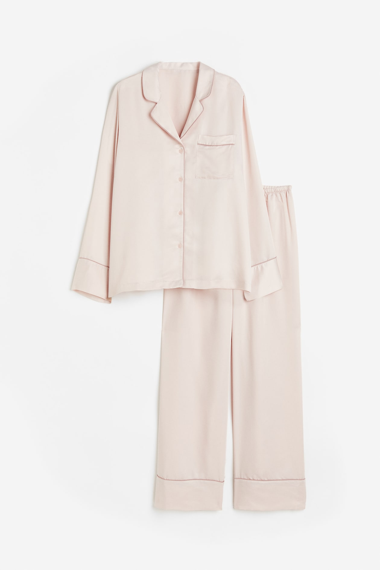 Satin pyjama shirt and bottoms - Powder pink - Ladies | H&M IN