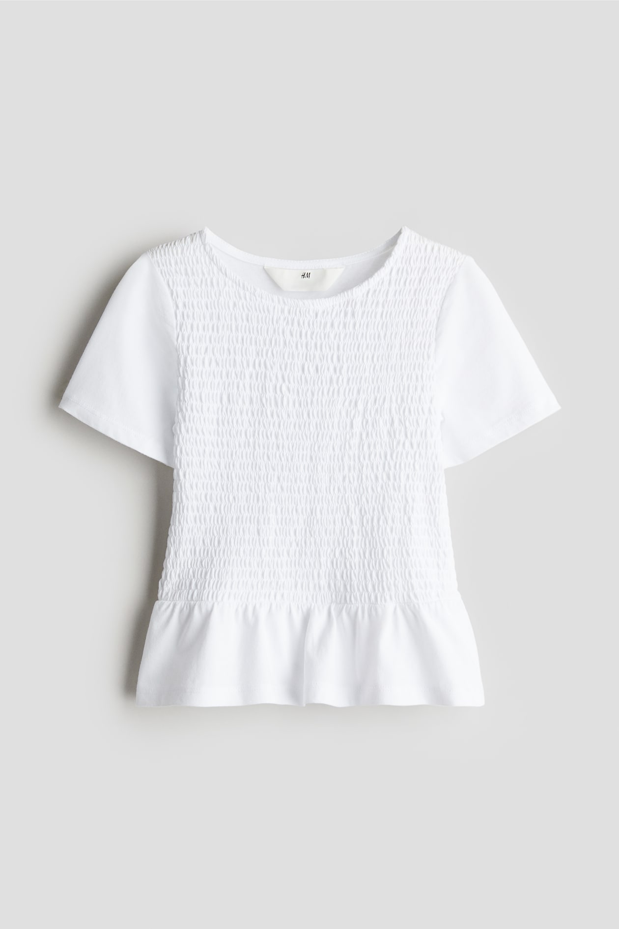 Smocked Peplum Top - White - Kids | H&M AU