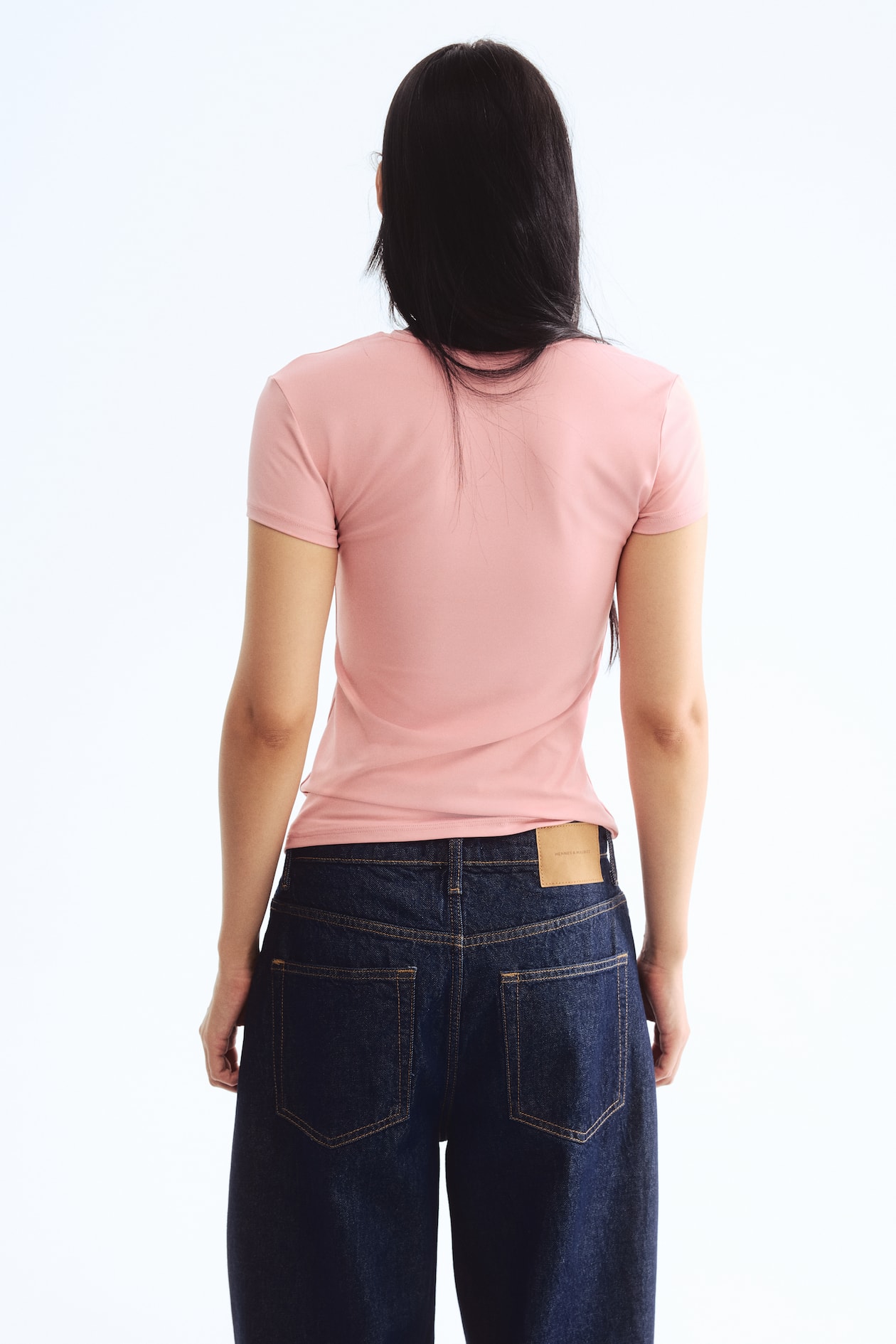 Women's Powder pink Fitted Microfiber T-shirt | H&M CA