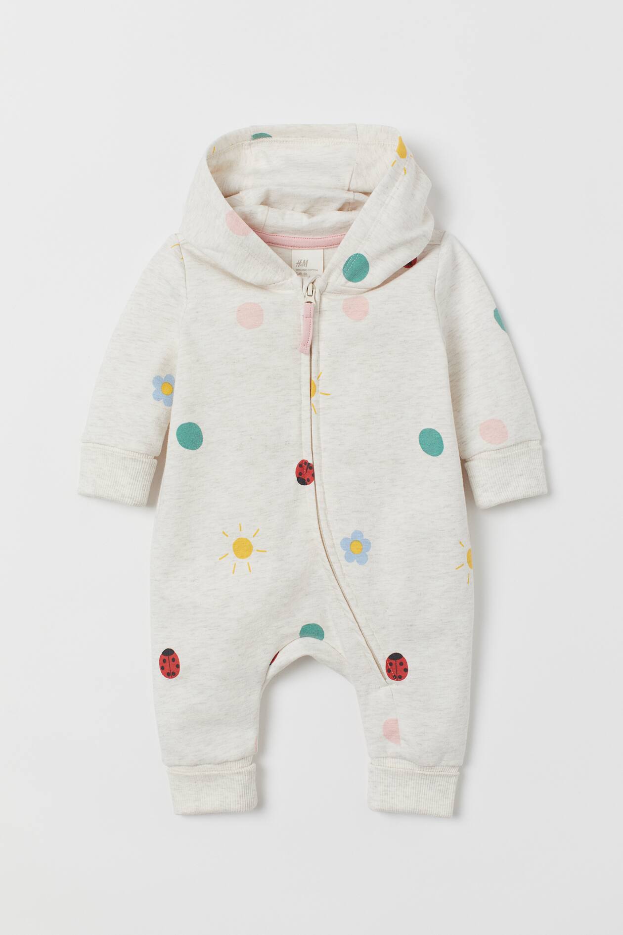 Combinaison en molleton - Beige clair chiné/motif - ENFANT | H&M FR