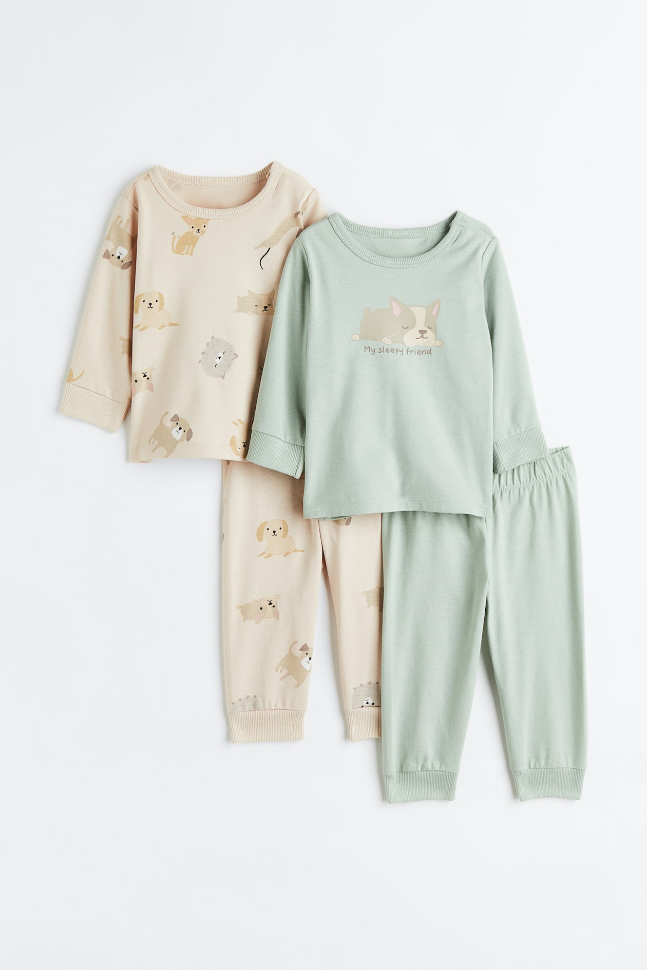 プリントコットンパジャマ 2組セット - Light green/Dog - Kids | H&M JP