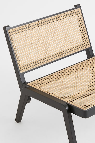 Low lounge chair - Black/Rattan - Home All | H&M GB