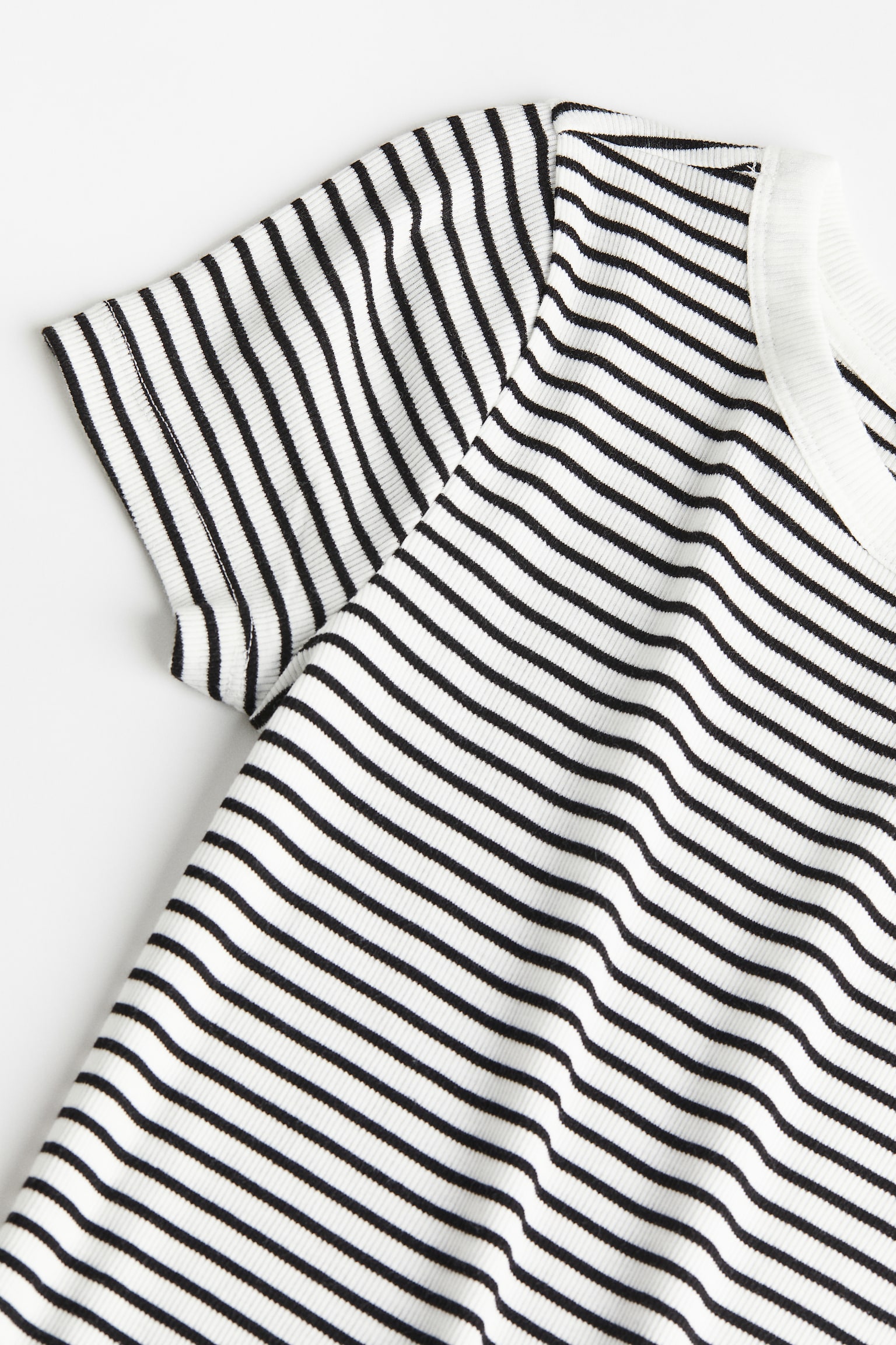 Ribbed modal-blend T-shirt - White/Black striped - Ladies | H&M GB
