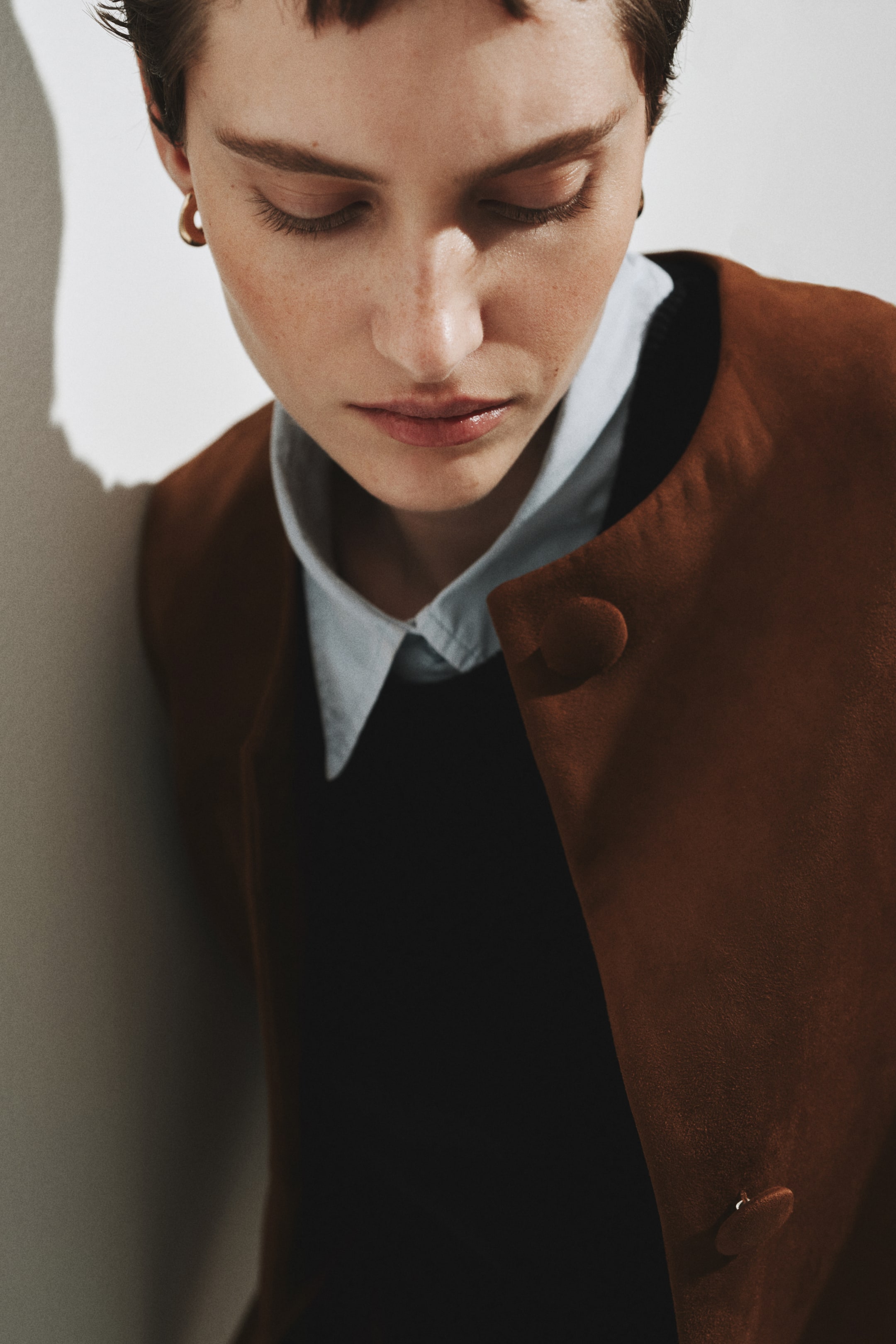 Collarless jacket - Brown - Ladies | H&M IN