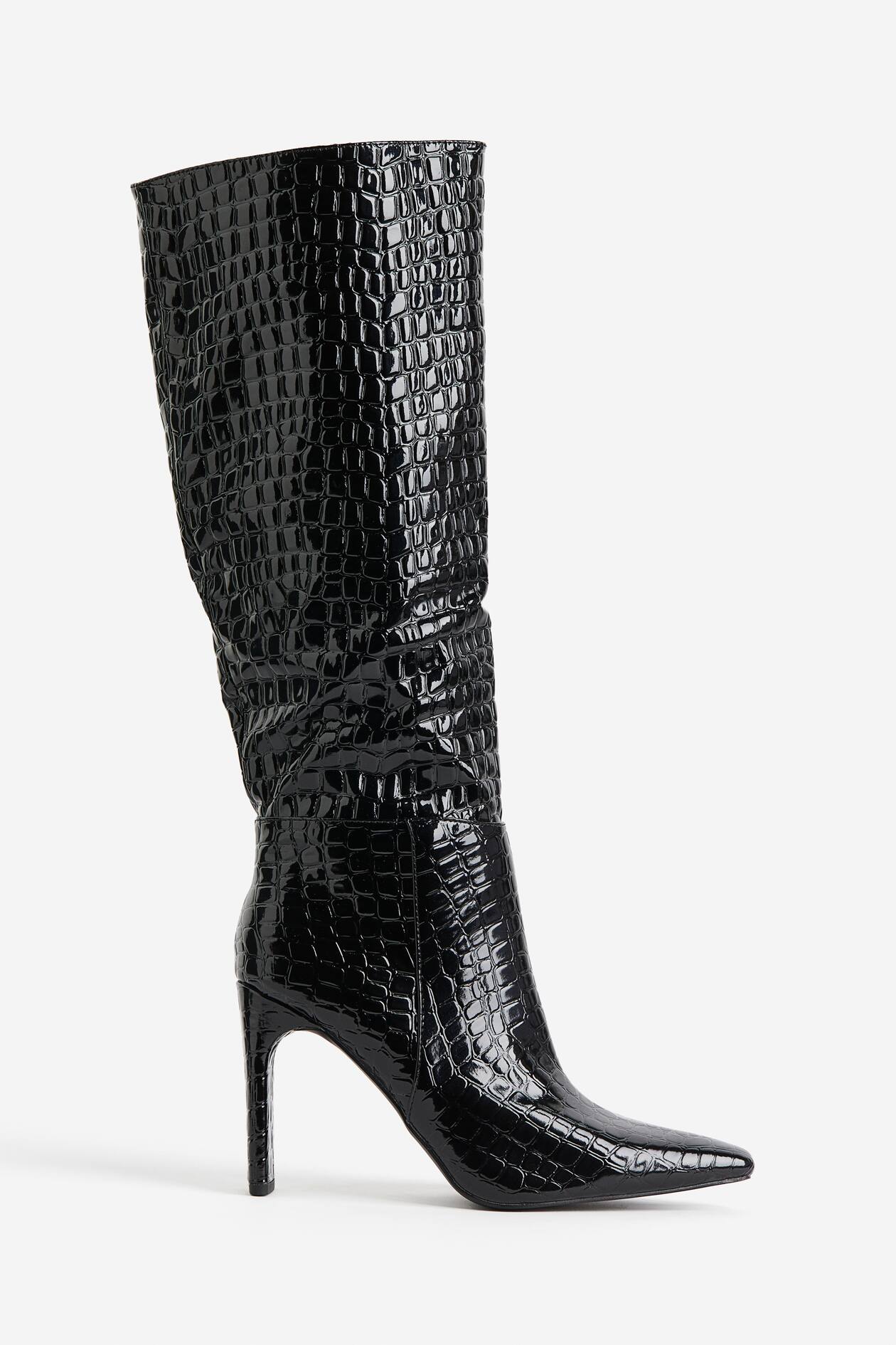Undone Knähöga Boots - Black Croc Pu - PUBLIC DESIRE - DAM | H&M SE