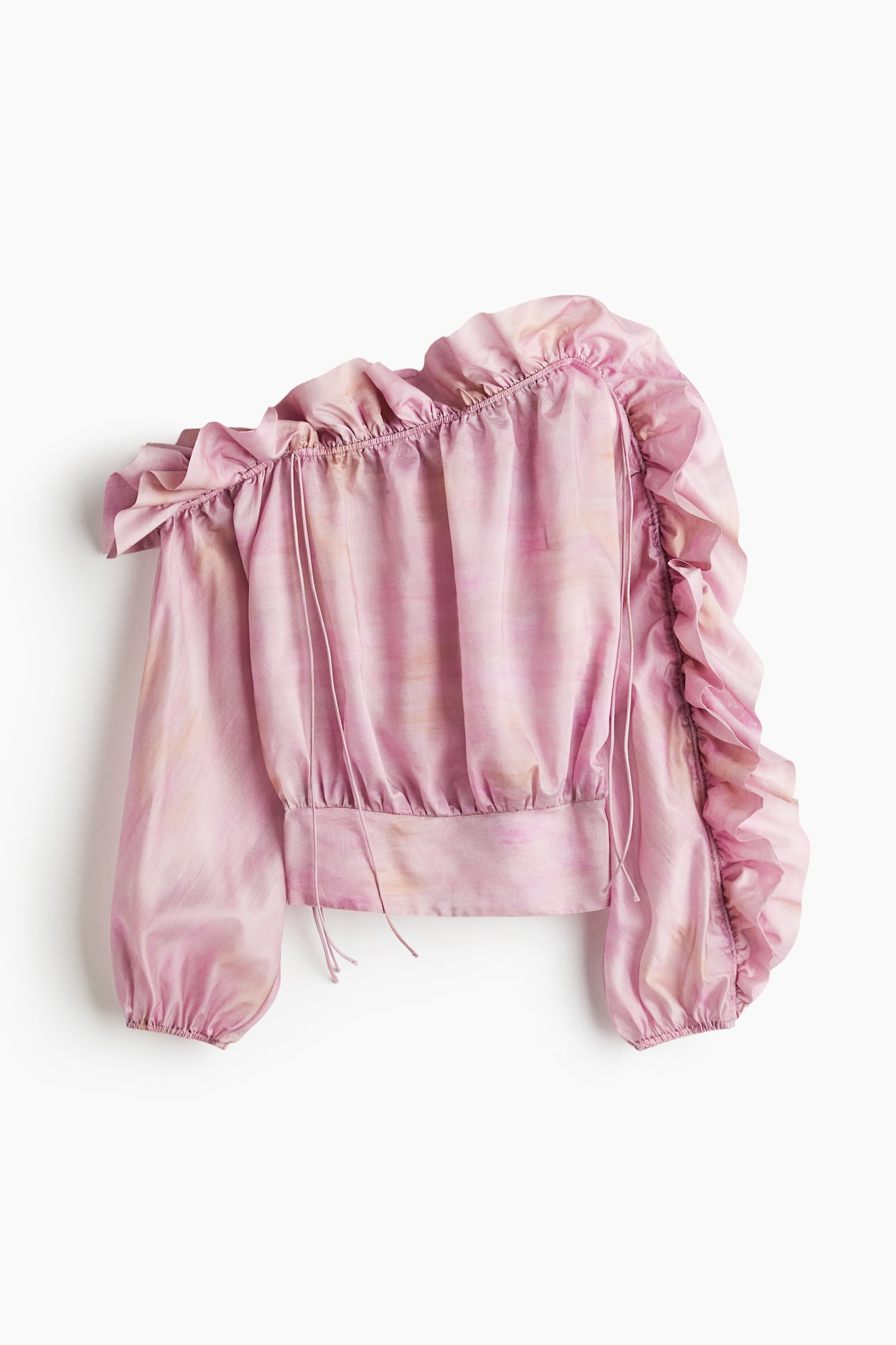 Ruffled One-Shoulder Blouse - Pink/patterned - Ladies | H&M US
