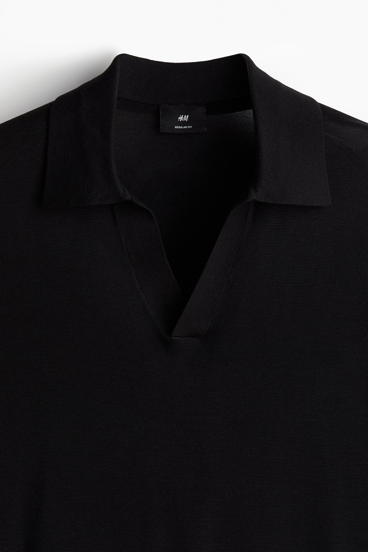 Regular Fit Fine-Knit Polo Shirt - Black - Men | H&M US