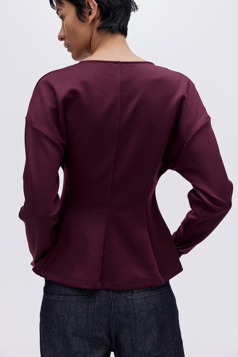 Top con cintura ajustada en tela scuba - Borgoña - Ladies | H&M MX