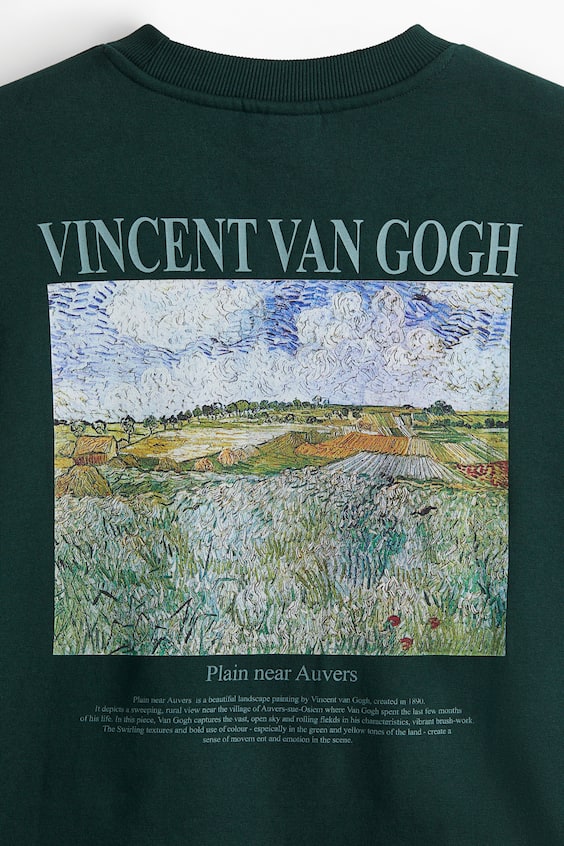 Sudadera Con Estampado Oversized Fit Verde Bosque Vincent Van Gogh