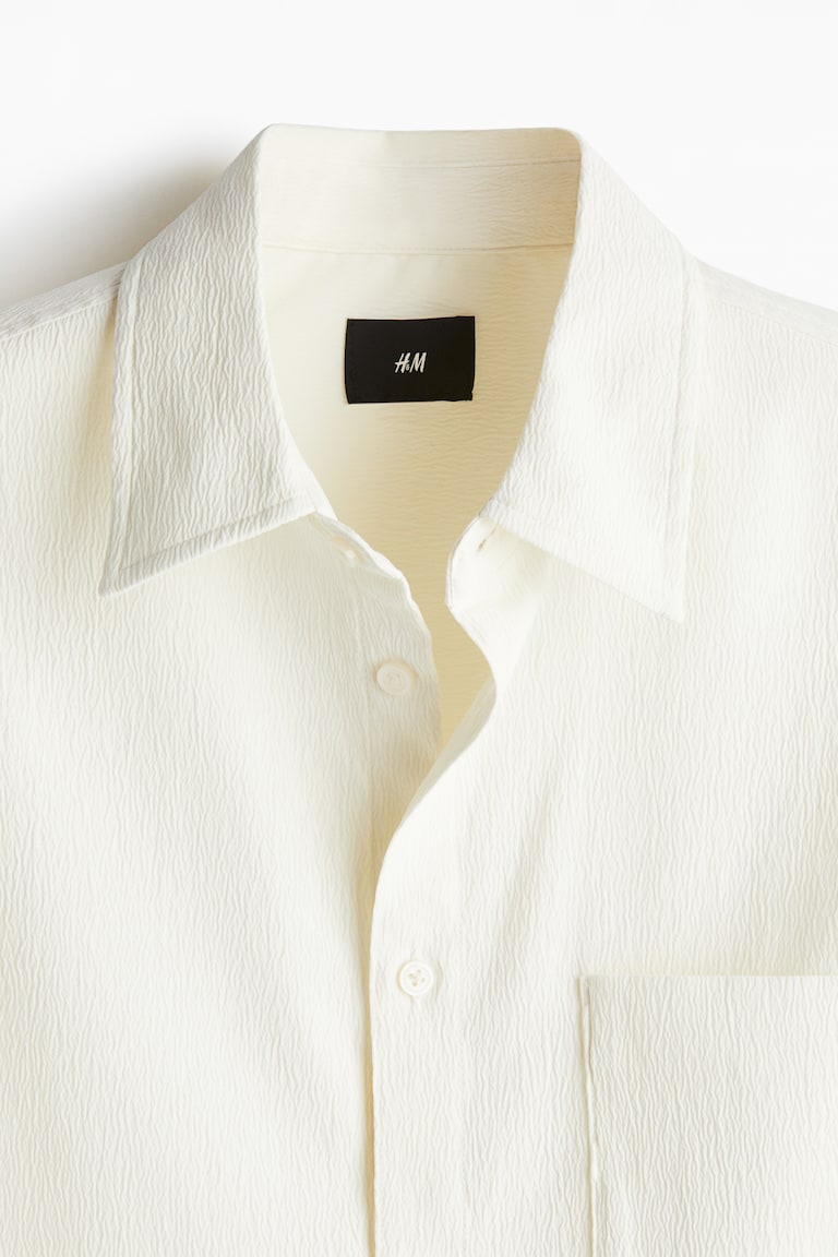 Loose-Fit Crinkled Overshirt - Cream - Men | H&M PH
